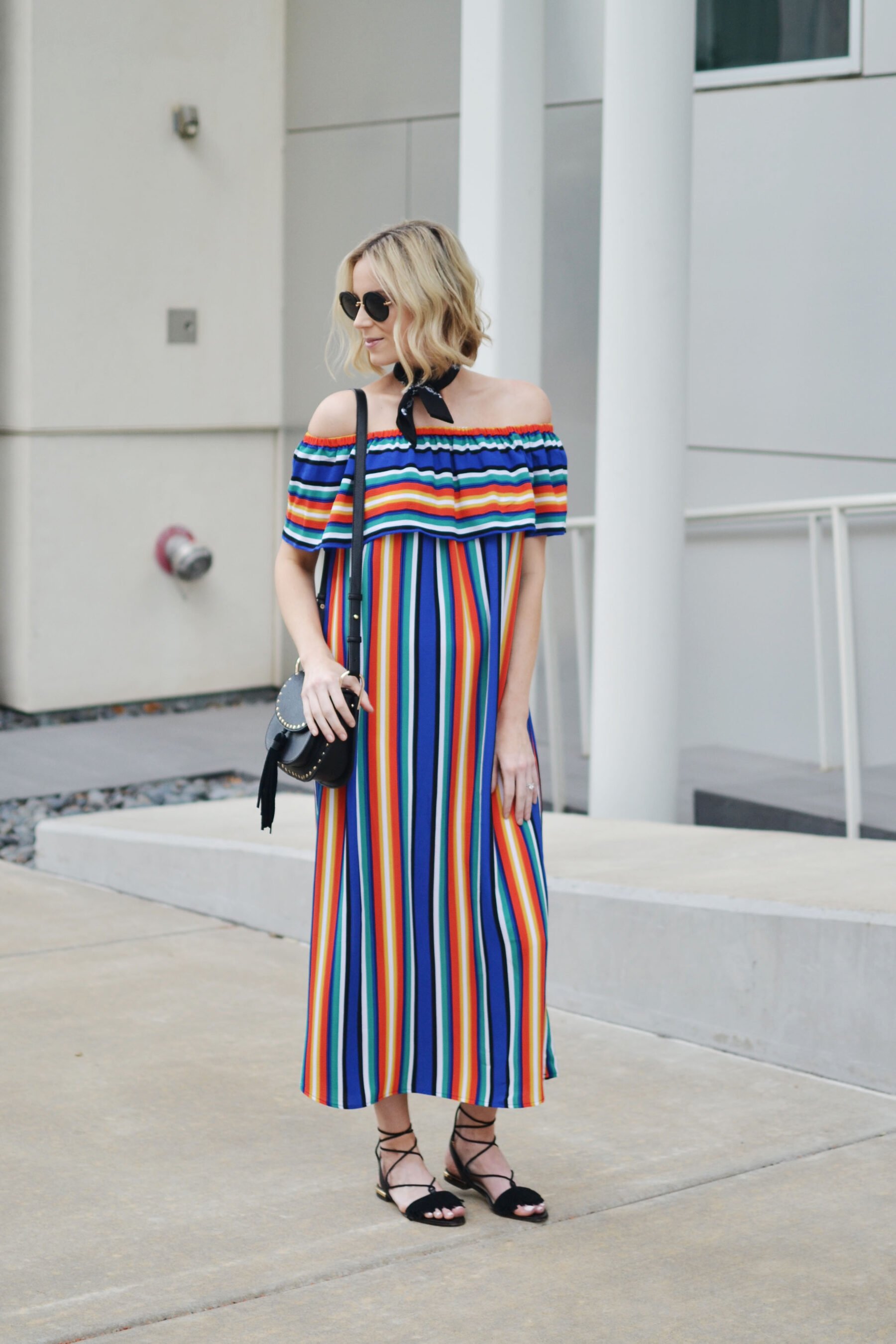 colorful OTS dress with bandana 1 - Straight A Style