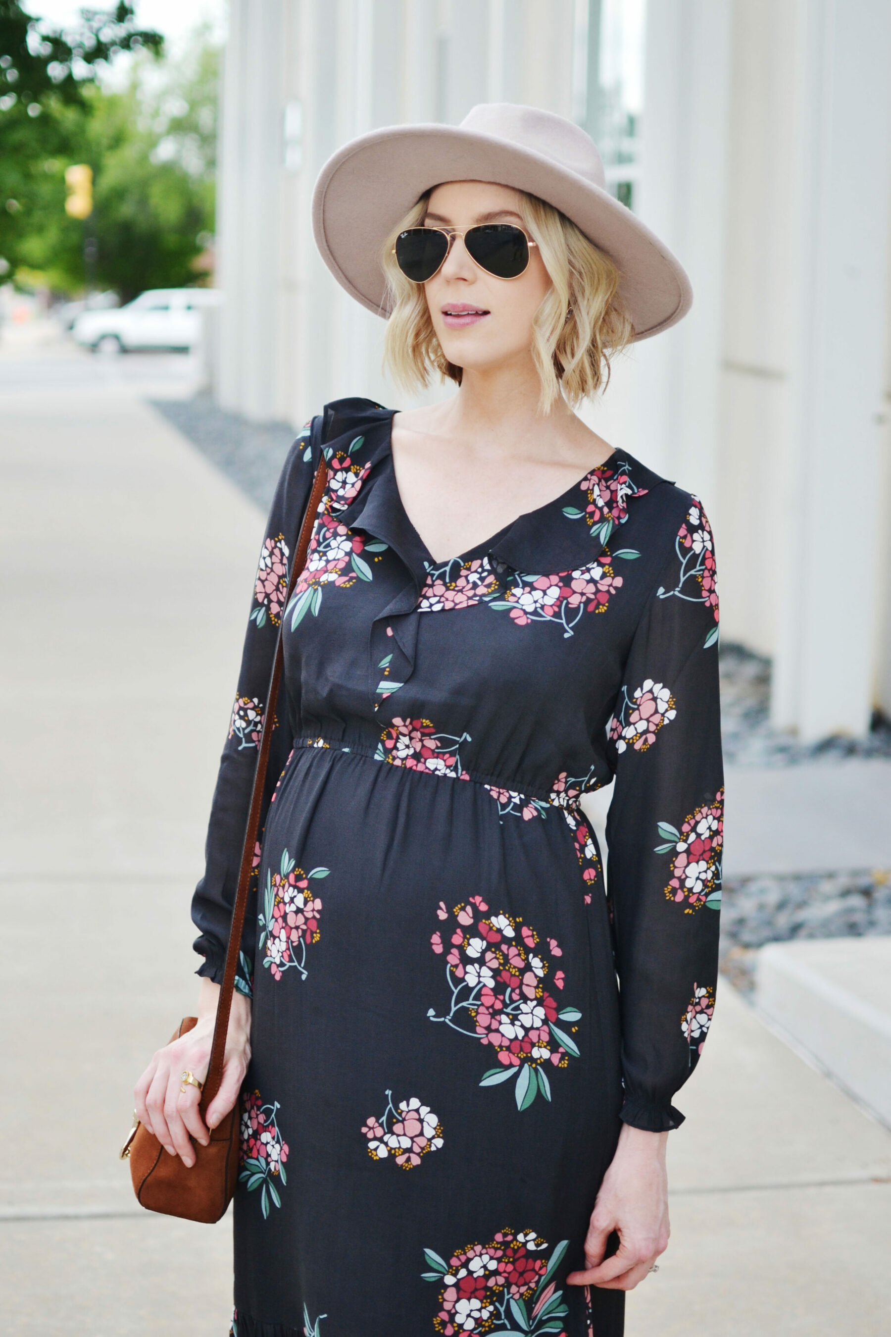 LOFT boho floral dress, blush hat - Straight A Style