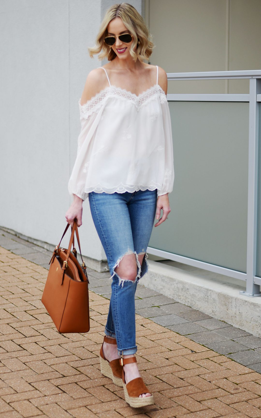 White Cold Shoulder Blouse - Straight A Style