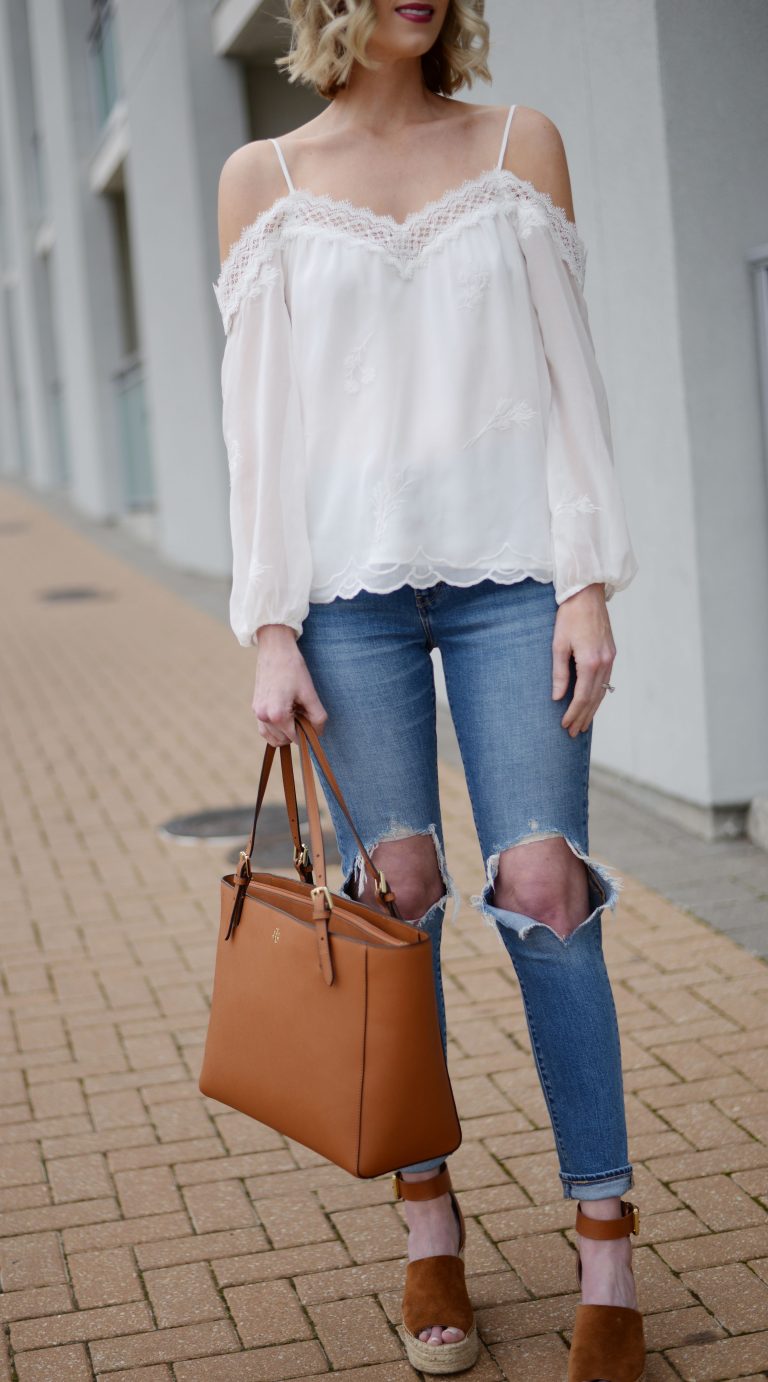 White Cold Shoulder Blouse - Straight A Style
