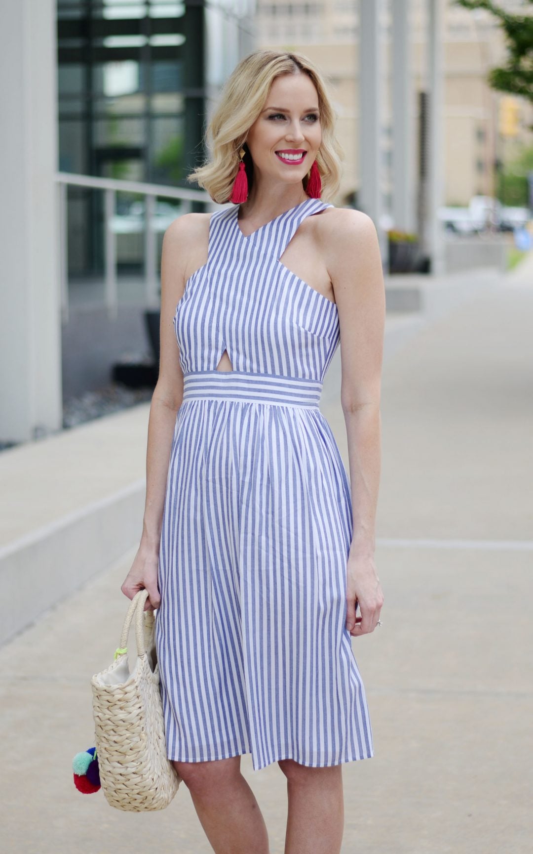 Blue And White Cutout Dress Straight A Style