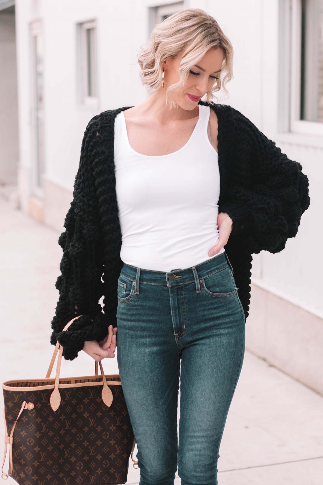 Chunky Black Cardigan - Straight A Style