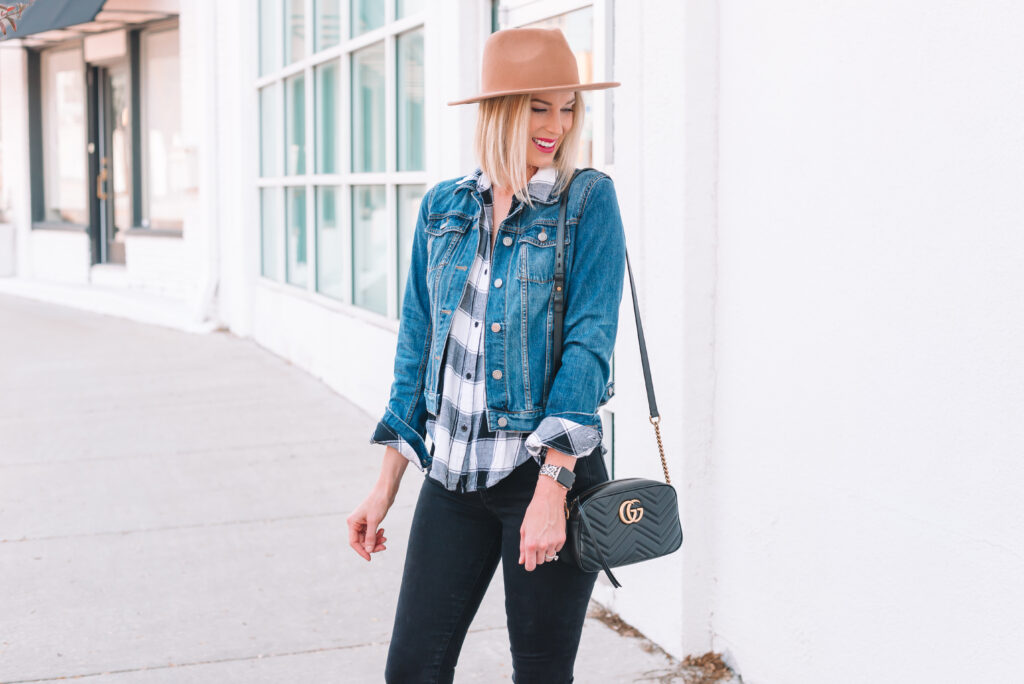 Black and White Plaid Flannel Top Outfit - Straight A Style