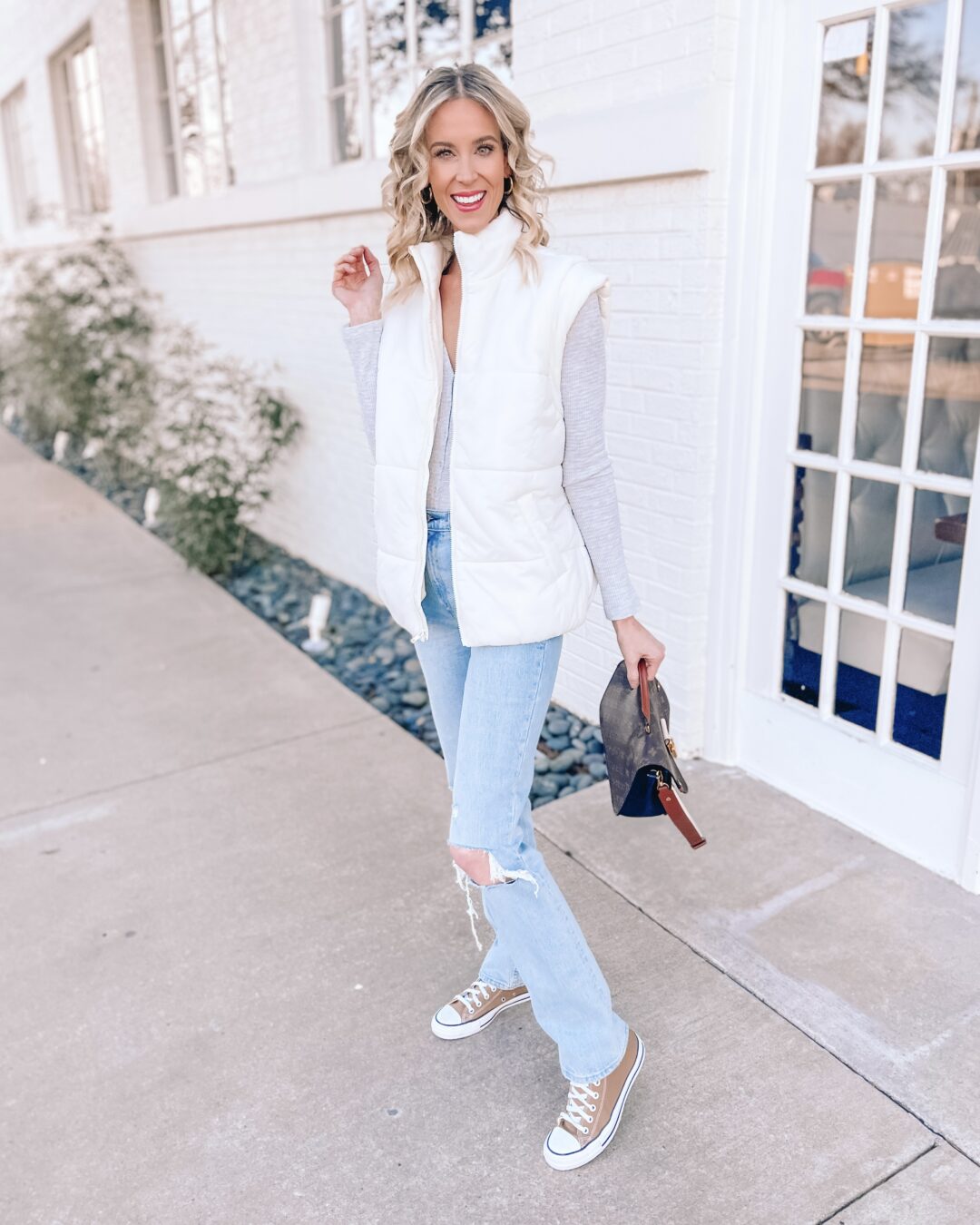 Long Puffer Vest Outfit - Straight A Style