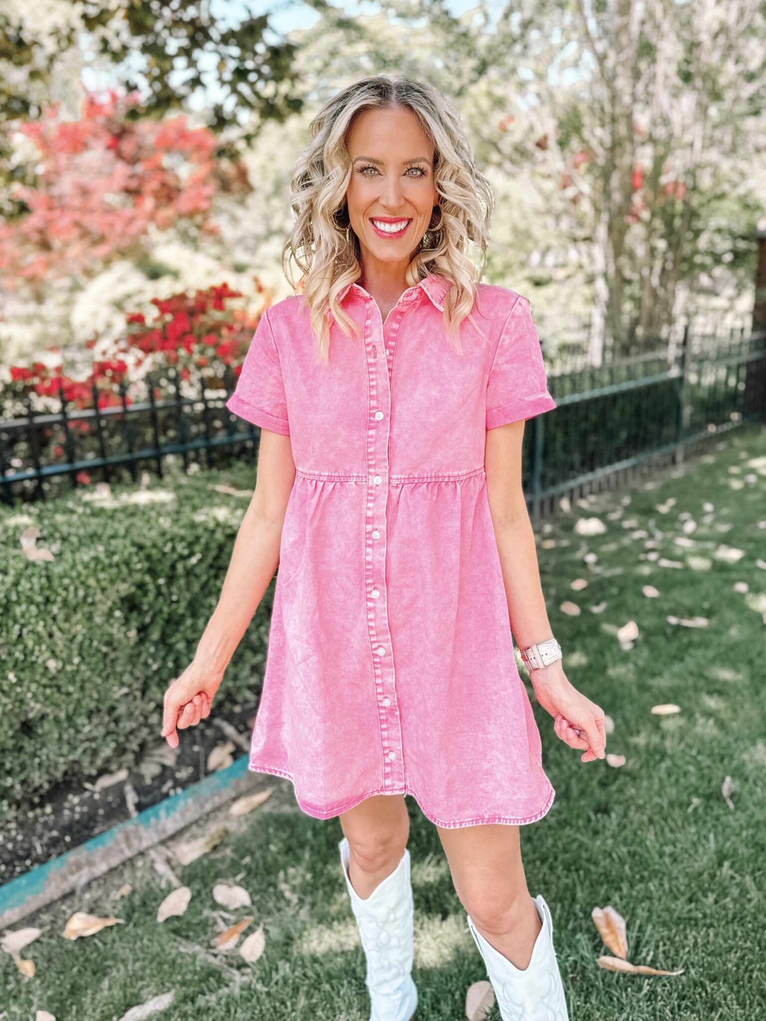 Amazon Pink Denim Dress - Straight A Style