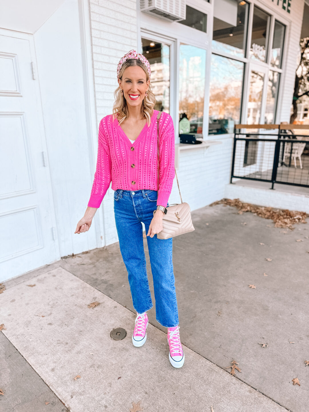 Walmart pink cardigan - Straight A Style