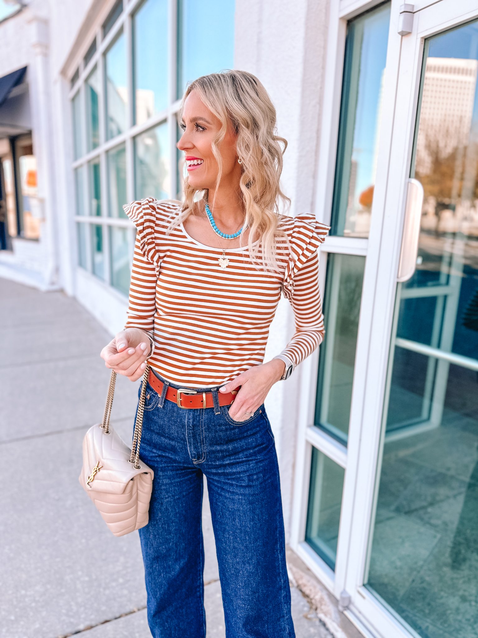 Best Amazon Striped Ruffle Sleeve Top - Straight A Style
