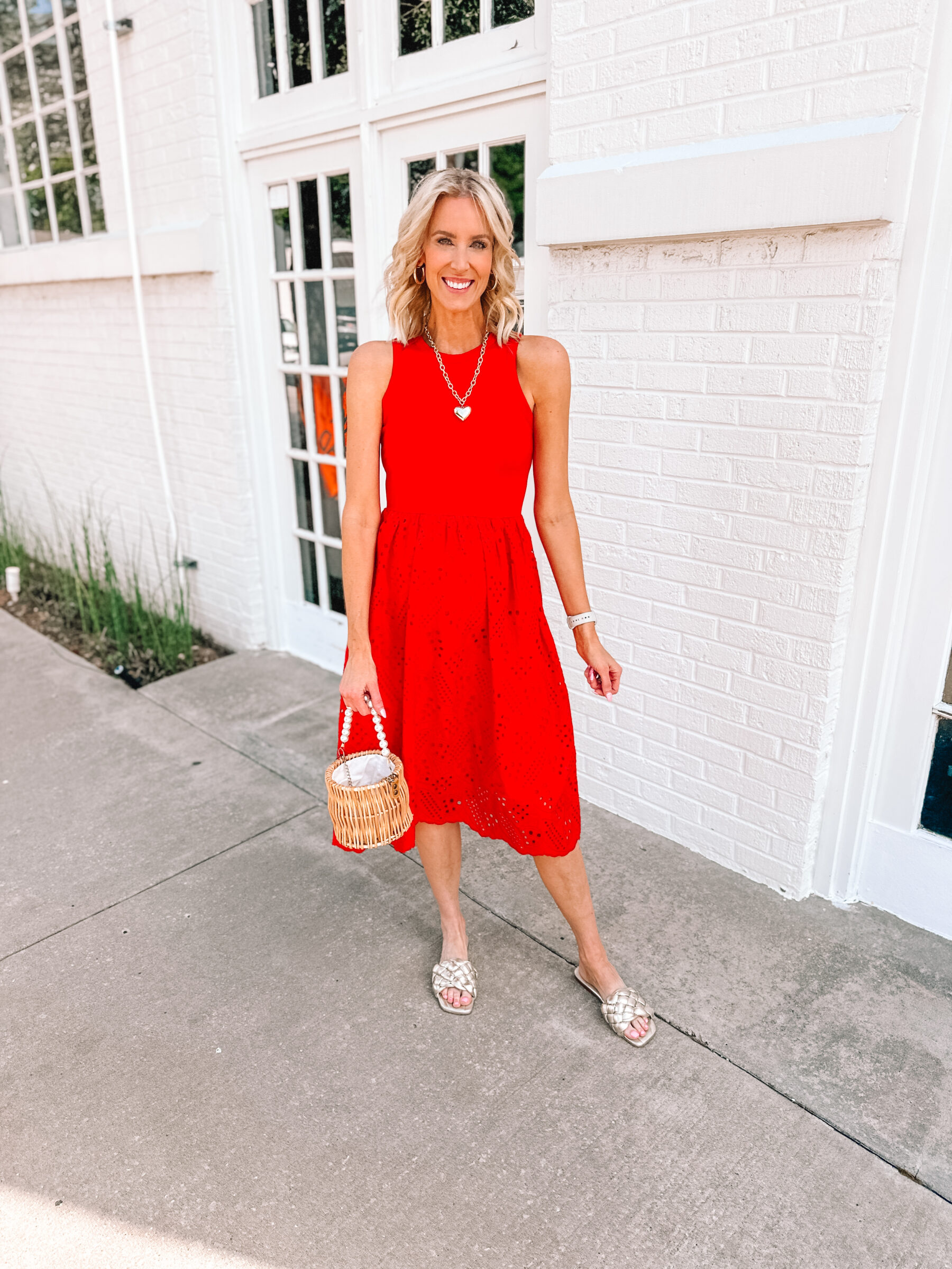 Amazon red eyelet dress 1 - Straight A Style